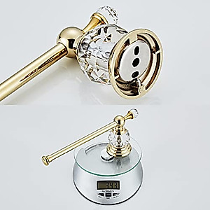 Crystal Bathroom Hardware Set,Adjustable Towel Rack, Toilet Roll Paper Holder,Hand Towel Holder,Hook,Gold Bathroom Accessories Set Wall Mounted (Bright Gold)