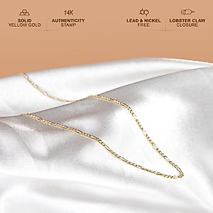 PORI JEWELERS 14K Gold 2.0mm Figaro/3+1 Link Chain Necklace- Made in Italy - (Yellow, 18 Inch)