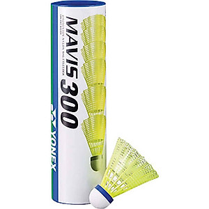 YONEX Mavis 300 Badminton Medium Speed Volant Nylon Shuttlecock, Yellow, 1 Dozen, 2 Tube