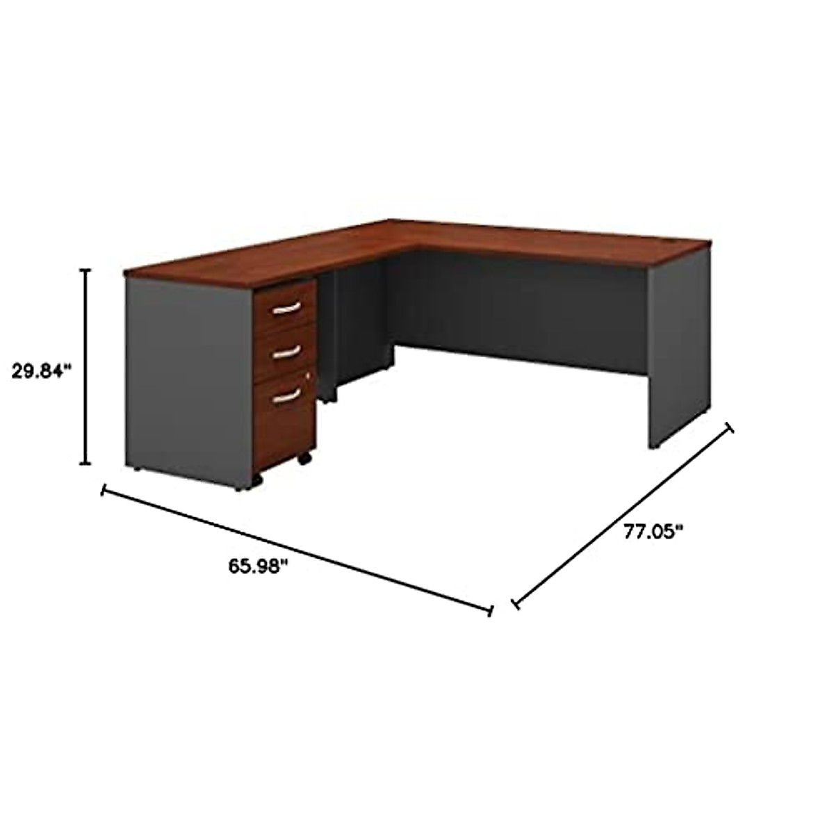 Bush Business Furniture Series C L Shaped Desk with 48W Return and Mobile File Cabinet, 66W, Hansen Cherry