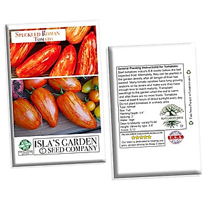 Speckled Roman Tomato Seeds for Planting, 100+ Heirloom Seeds Per Packet, (Isla's Garden Seeds), Non GMO Seeds, Botanical Name: Lycopersicon lycopersicum, Great Home Garden Gift