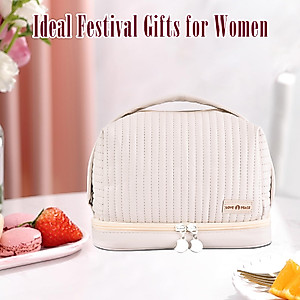 burfocus Small Cosmetic Bags,Zipper Pouch,Makeup Brushes Bag, Waterproof Travel Cosmetic Bag,Cute makeup bag for Women and Girls,Toiletry Bag Accessories Organizer Valentines Day Gifts (White)