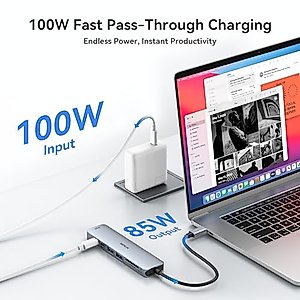 USB C Hub HDMI Adapter for MacBook Pro/Air, MOKiN 7 in 1 USB C Dongle with HDMI, SD/TF Card Reader, USB C Data Port,100W PD, and 2 USB 3.0 Compatible for MacBook Pro/Air, Dell XPS, Lenovo Thinkpad.