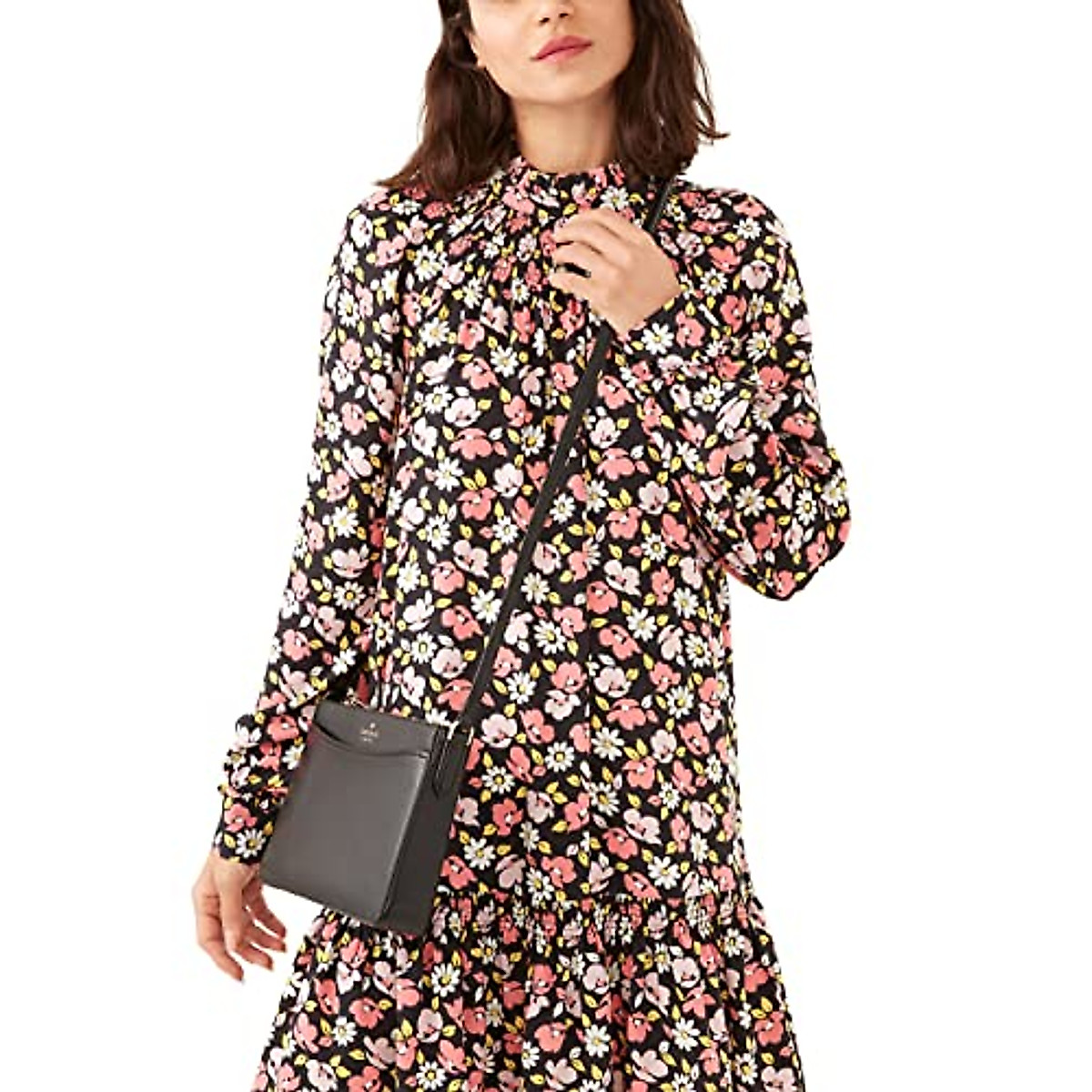 Kate Spade New York Rory Saffiano Leather Crossbody Shoulder Bag (Black)