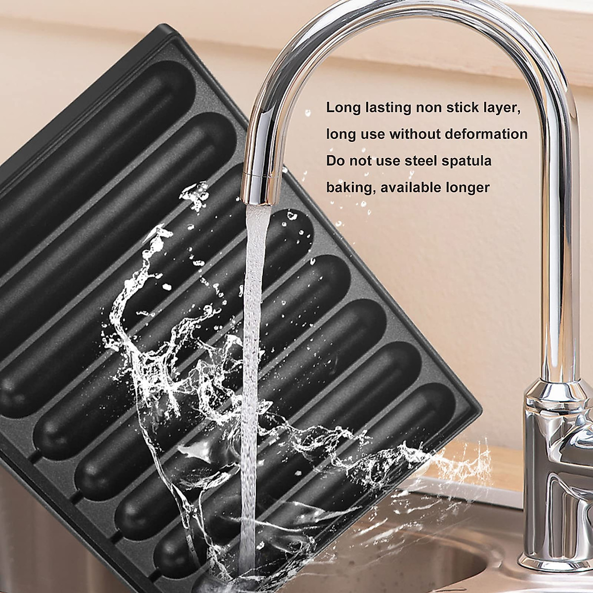 Asixxsix Cast Iron Sausage Pan, Nonstick 8 Grids Sausage Grilling Pan Smokeless BBQ Grilling Pan Hot Dog Pan for Stove Top Pre Seasoned Square Grill Pan for Turkey Sausages, Hot