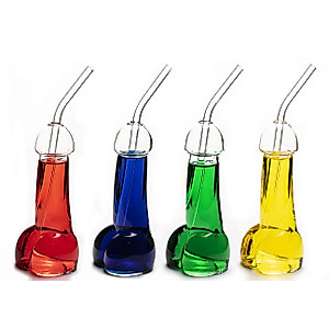 Bachelorette Party Decorations,Last Night Out Bachelorette Glasses set of 4, Funny Novelty Glasses with Borosilicate Straws and a Funnel, Glassware for a party