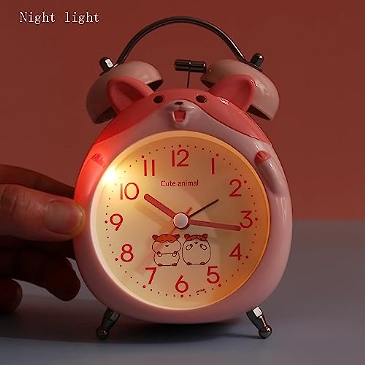 GRFIT Alarm Clocks 4" Alarm Clock, Twin Bell Silent Non-Ticking Battery Operated Extra Loud with Night Light, for Bedside Table Desk Bedside Clock (Color : White)