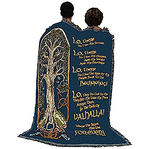 Pure Country Weavers The Viking Prayer Blanket - Tree of Life - Norse Gift Tapestry Throw Woven from Cotton - Made in The USA (72x54)