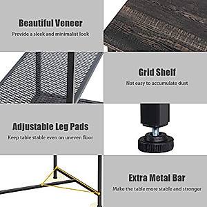 COSTWAY Counter Height Pub Table, Modern Bar Table with 3 Open Storage Shelves, Dining Table with Metal Frame for Small Space, Dining Room, Living Room, Breakfast Nook, Bar, Black