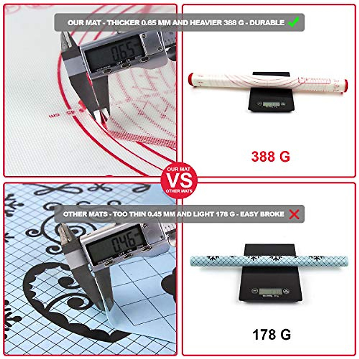 Extra Large, Thick Silicone Pastry Mat, Non-stick, Non-Slip, Baking mat, Dough Rolling Mat 24’’ (W) x 32’’ (L)