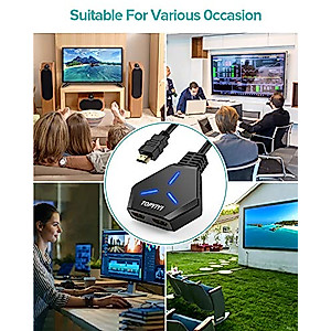 HDMI Splitter 1 in 2 Out, TOPYIYI 4K HDMI Splitter for Dual Monitors with Pigtail HDMI Cable, HDCP1.4 Bypass, Supports 4K@30Hz 3D 1080P for Xbox PS4 PS3 Blu-Ray Player Fire Stick Cable Box