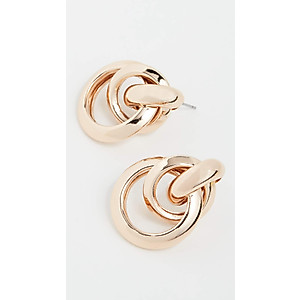 Kenneth Jay Lane Polished Gold Doorknocker Pierced Earrings