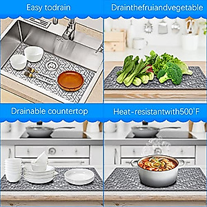QKVCX Silicone Sink Protectors for Kitchen Sink 28.25"x15.25" Sink Protectors for Bottom of Farmhouse Stainless Steel Porcelain with Rear Drain Hole for Sink Bowl,Sink Mat for Rectangle Porcelain Sink