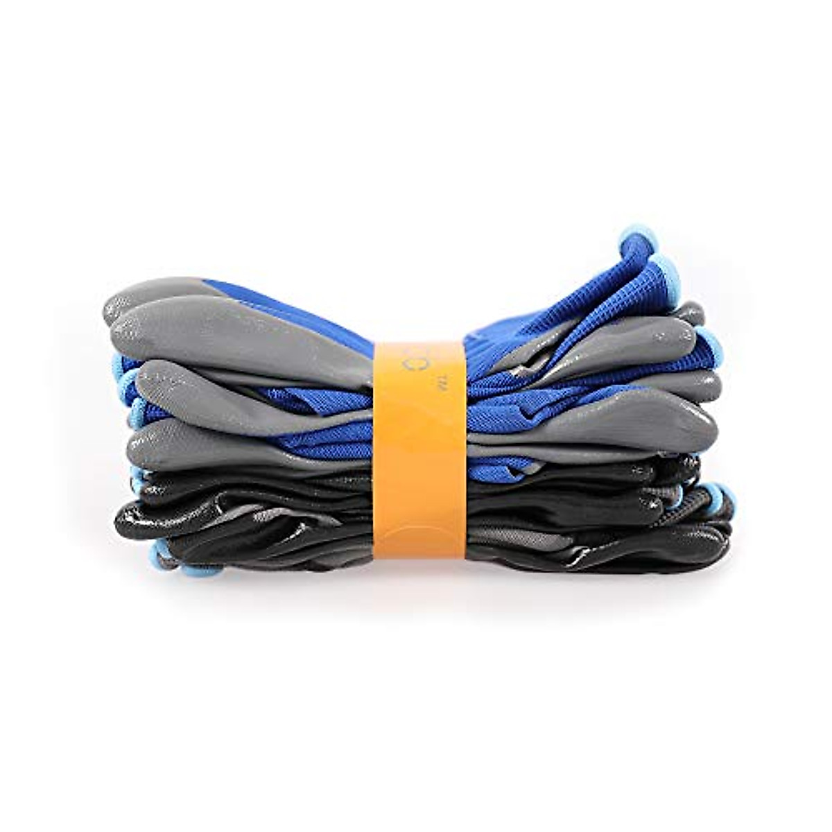 COOLJOB Large Size 10 Pairs Safety Work Gloves, Blue Gray, Nitrile Rubber Coated, Non-slip, Oil Resistant, Hand-friendly, Multi-purpose, Machine Washable