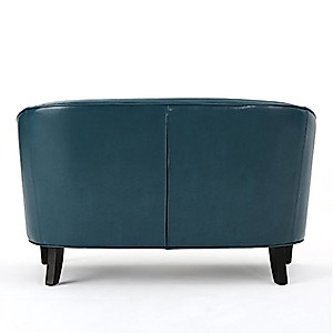 Christopher Knight Home Justine Leather Loveseat, Teal