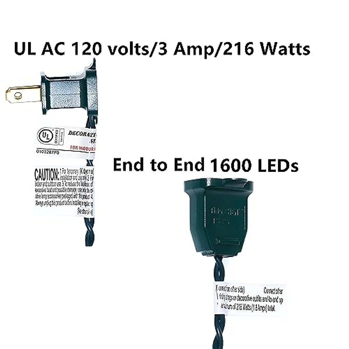JinBest 200 LED Warm White Christmas Lights, UL Certified and Commercial Grade 66ft Green Wire String Lights, for Indoor and Outdoor Party, Wedding, Garden, Patio.