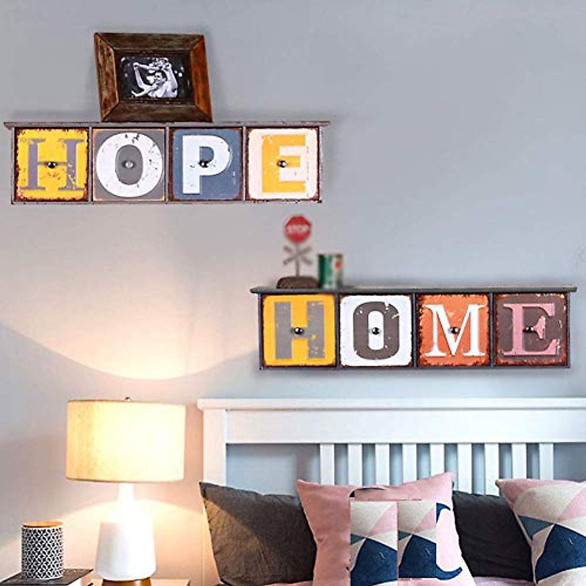 PIBM Stylish Simplicity Shelf Wall Mounted Floating Rack Shelves Iron Art Drawer Letter Combination Cafe,4 Styles, a , 67.5X17.5X17CM