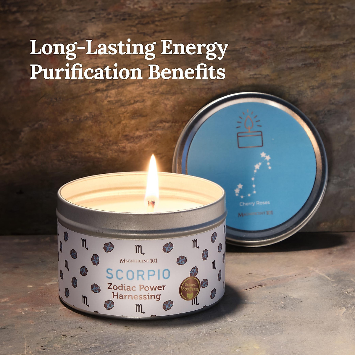 Magnificent 101 Scorpio Zodiac Sign Candle – Scented Soy Wax – Choose Your Birthdate – Make Great Holiday Gifts for Horoscope Fans – 6 oz Tin Holder Ideal for Men’s and Women’s Décor Style