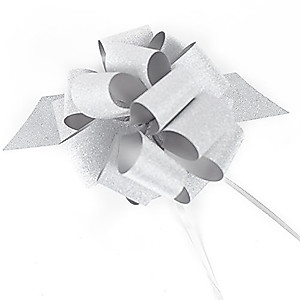 Hallmark Signature 5" Gift Bow (Silver Glitter) DIY Pull Bow for Christmas, Holidays, Weddings, Anniversaries, Birthdays and More