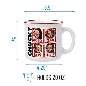 Silver Buffalo Chucky Horror Ceramic Camper Mug, 20 Ounces