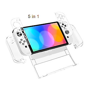 LNtech [Upgraded version] 3 in 1 Dockable Crystal Clear Cover Case Screen Protector Compatible with Nintendo Switch OLED Model 2021 and Joy-Con Controller