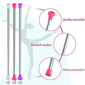 6 Pieces Twirling Batons Unisex Kids' Gymnastics Twirling Baton Dance Baton for Kids Girls Talent Shows, Artistic Dancing, Baton Twirling, Pink, White, Purple