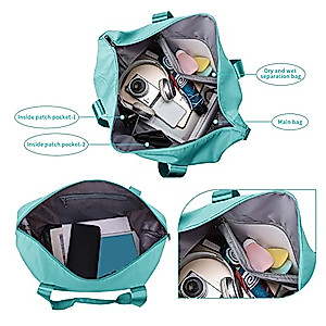 Large Capacity Travel Duffel Tote Bag with Dry Wet Separation Pocket, Waterproof Shoulder Weekender Bag for Women and Men，Foldable and Expandable Bag Lightweight and Easy Carry on