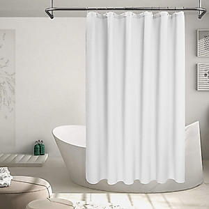 Barossa Design Fabric Shower Curtain Cotton Blend 78 inch Long, Honeycomb Waffle Weave, Hotel Luxury, Heavy Weight, Spa, Washable, White, 72x78