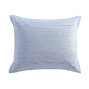 Poppy & Fritz- King Duvet Cover Set, Cotton Reversible Bedding with Matching Sham(s), Casual Home Décor (Oxford Stripe Blue, King)