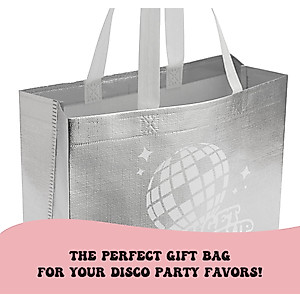 Pop Fizz Designs Last Disco Bachelorette Gift Bags (Set of 7) 70s Bachelorette Party Favors Bags I Let’s Get Funked Up Non-Woven Disco Tote Gift Bags I Iridescent Bridesmaid Bags
