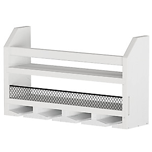 Wallniture Blanc Wine Rack Wall Mounted, Wall Wine Bottle Holder with Wine Glass Rack, Wall Mount Wine Holder with Wine Cork Holder, Rustic Wall Wine Rack for Wine Bottles, Burnt White, Wood