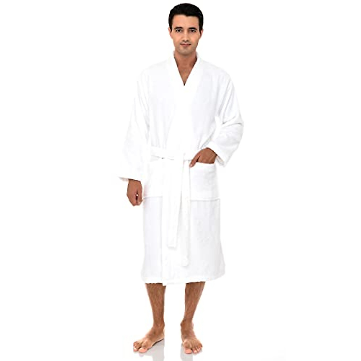 TowelSelections Mens Robe, 100% Cotton Luxury Bathrobe, Soft Terry Cloth Towel Robe for Men Large/X-Large White