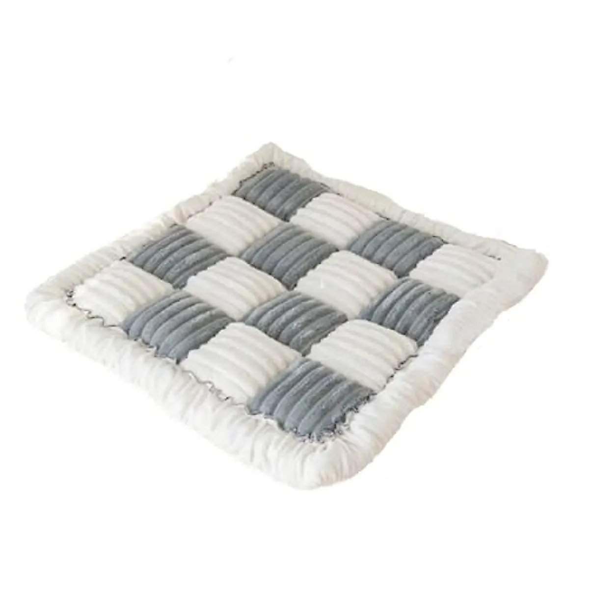 Funny Fuzzy Pet Couch Covers,FunnyFuzzy Cream-Coloured Large Plaid Square Pet Mat Bed,Protective Couch Cover for Sofa Floor Dogs Cats (Grey, 17.7 in*17.7 in)