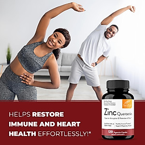 Sandhu’s Zinc Quercetin 120 Vegetarian Capsules – Zinc Supplements for Antioxidant Immune Support Zinc for Men and Women – Gluten, Soy, Dairy Free