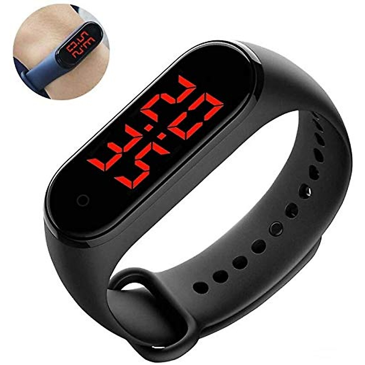 TRACER Bracelet Smart Wristband Watch Body Temperature Measuring Real-time Display Smartwatches,Waterproof - Black