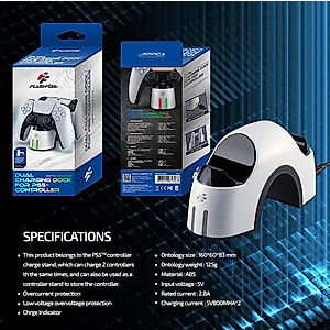 MEGACOM PS5 Controller Charging Station, Charger Sation for Playstation5 with Dual Stand Charger Dock, Led Indicator, Overcharging Protection, USB Powered (Controller Sold Separately)