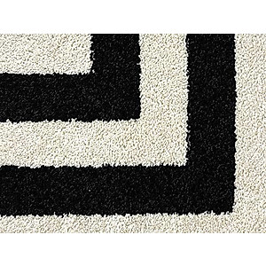 Abani Contemporary Black & Ivory 6' x 9' Area Rug, Contrasting Geometric Modern Stripe Symmetrical Living Room Carpet Rugs