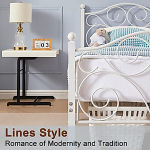 VECELO Twin Size Bed Frame with Headboard and Footboard, Heavy Duty Metal Slat Support, Platform Mattress Foundation, No Box Spring Needed, Easy Assembly, White