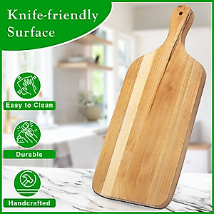 Wood Cutting Board with Handle - Wooden Cheese Board, Mothers Day Gifts, Kitchen Chopping Boards for Bread Meat Fruit Cheese Cutting boards Serving Board Butcher Block Charcuterie Platter, 17" x 7"