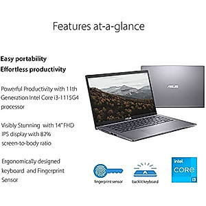 ASUS VivoBook 14 Laptop Computer, 14" IPS FHD Display, Intel Core i3-1115G4 Processor, Backlit Keyboard, Fingerprint Reader, Windows 11 Home (20GB RAM | 1TB PCIe SSD)