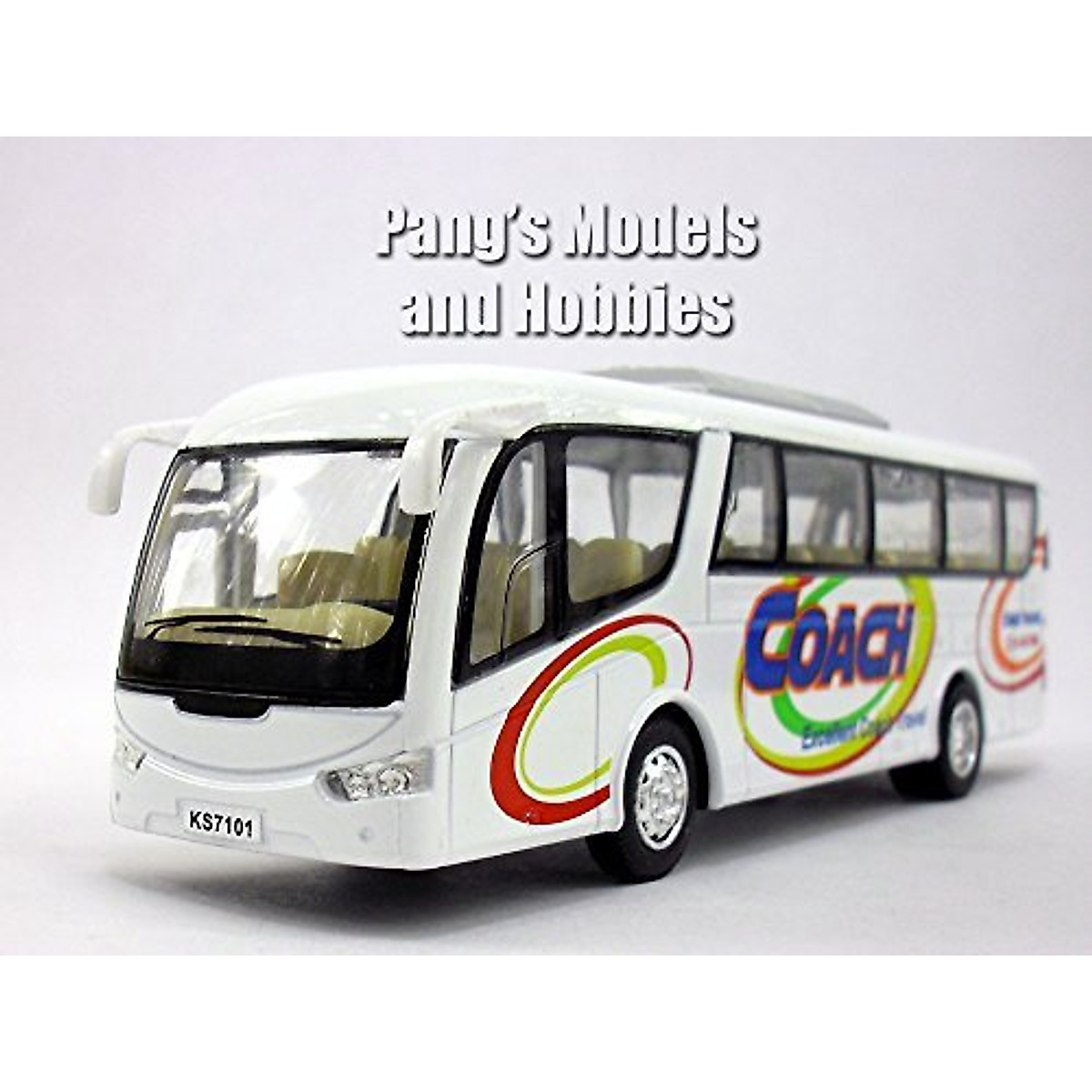 Coach Bus Diecast Metal Scale Model - SET of 4 BUSES, Red, Blue, White and Yellow