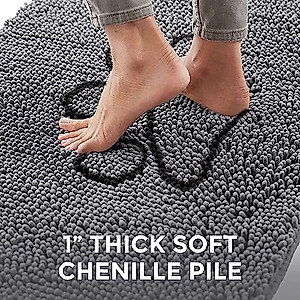 HOME GENIE Muddy Dog Machine-Washable Absorbent Soft Chenille Indoor-Doormat, Rubber Backing, Quick Dry Microfiber Mat, Entryway Front Door Mat, Home Entrance Welcome Doormats, 30x20, Stone Black Paw