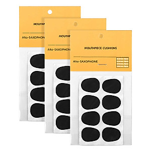 24 Pieces Alto Tenor Saxophone Mouthpiece Cushions, Eison 0.8mm Thick Food Grade Sax Clarinet Mouthpiece Patches Pads Strong Adhesive, Black