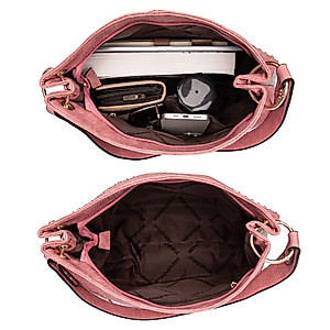 Montana West Purses for Women Hobo Bags Large Leather Handbags Shoulder Satchel Bag for Gift Travel Casual Work MWC-047BPK