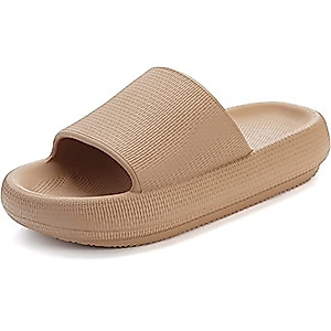 BRONAX House Slides for Women and Men Size 10 Pillow Soft Foam Home Shower Bathroom Slippers Sandals for Male Female Comfy Cushioned Thick Sole 42-43 Brown