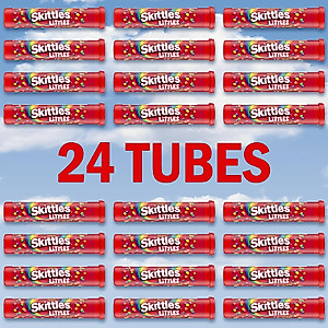 SKITTLES Littles Originals Rainbow St Patricks Day Mega Tubes Tiny Chewy Candy, 45.6 Oz, 24 Ct Bulk Box