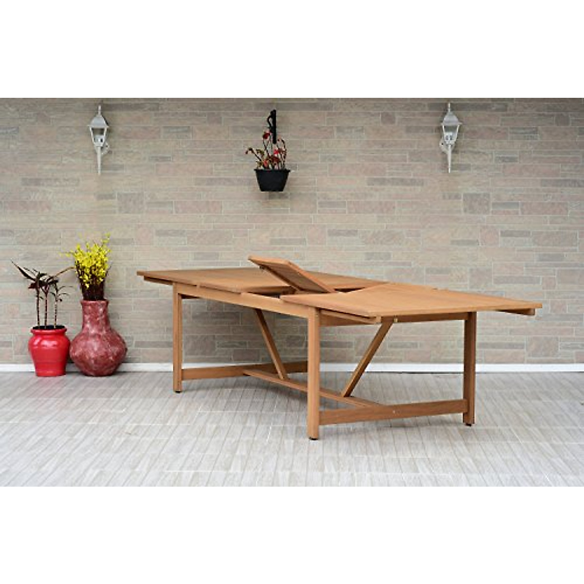 Brampton 9 Piece Outdoor Eucalyptus Extendable Dining Set | Perfect for Patio | with Teak Finish