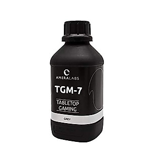AmeraLabs TGM-7 3D Printing Resin for Tabletop Miniatures – Tough, High Resolution, Low Odor, Fast Curing on LCD MSLA UV 3D Printers, 1L (Grey)