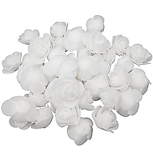 J-Rijzen Artificial Flowers 100PCS 3CM Mini Fake Roses for DIY Wedding Bouquets Centerpieces Party Baby Shower Home Decorations (White)