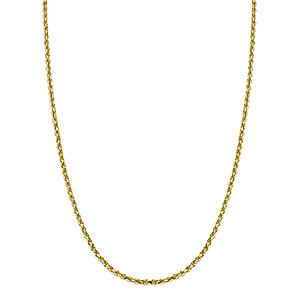 14K Yellow Gold 3mm 26" Solid Diamond Cut Rope Chain Necklace with Lobster Lock